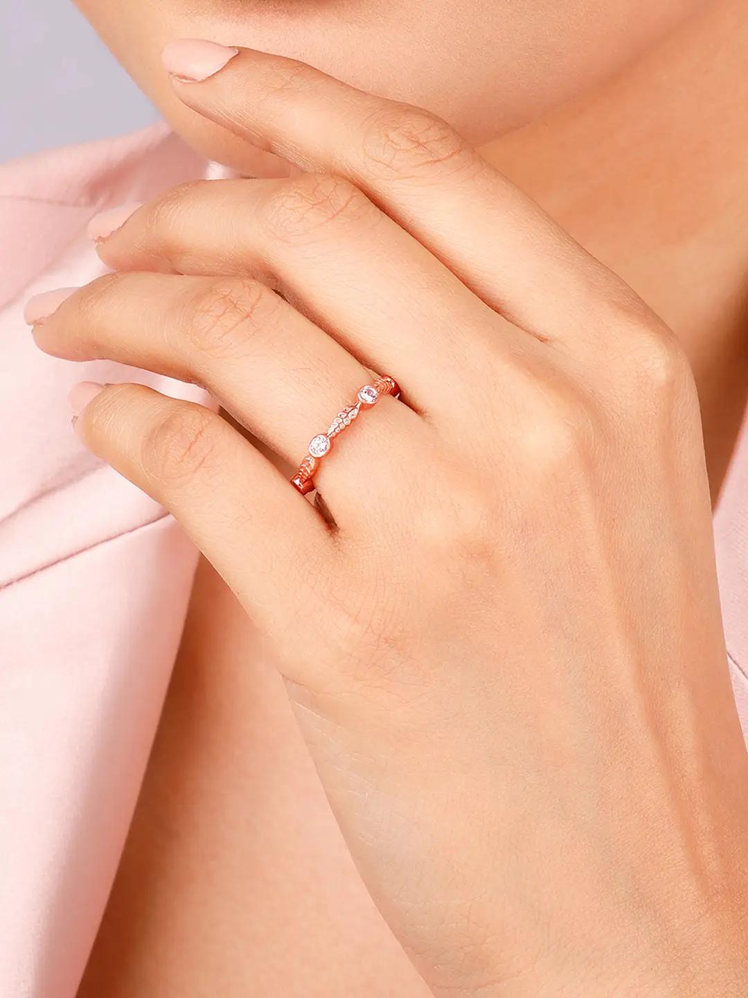 Giva 925 Sterling Silver Rose Gold Leafy Zirconia Ring | Giva 925 ...